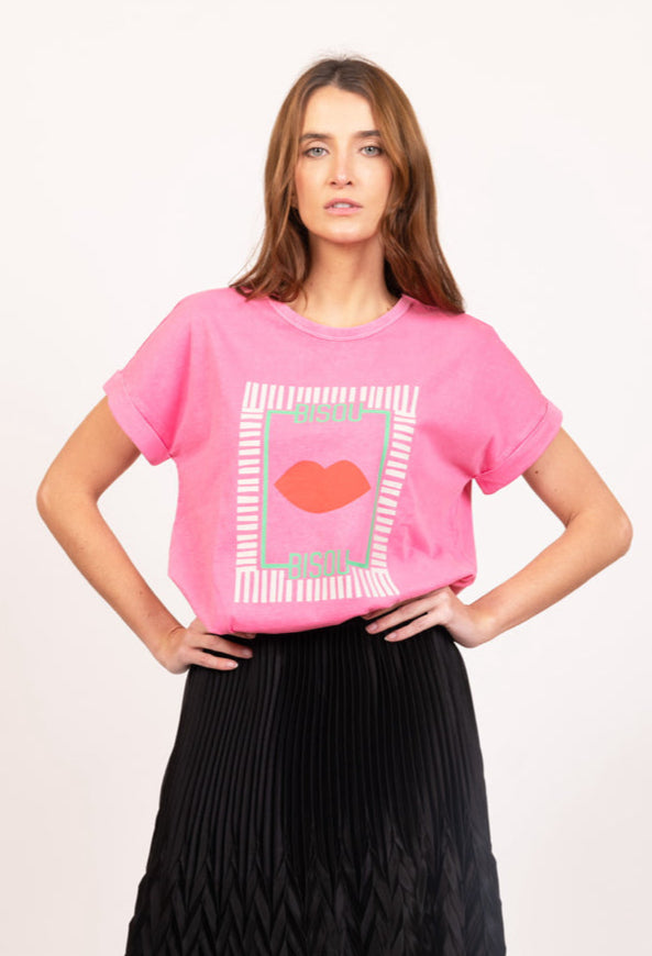 Jade Relaxed Tee - Pink Bisou Bisou – We Are The Others